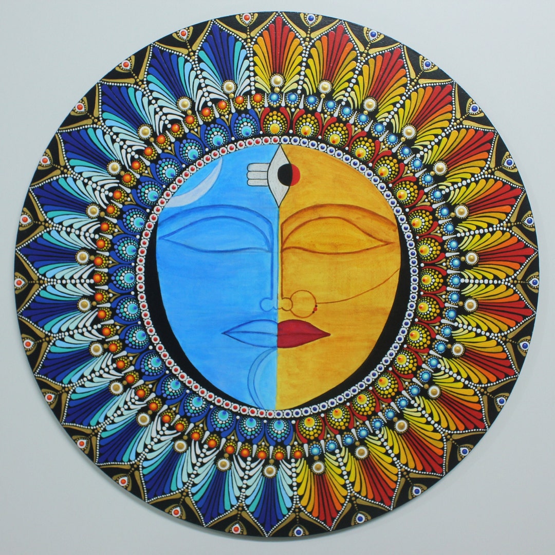 Shiva & Shakti Dot Mandala Painting – Hand-painted Acrylic Art ...