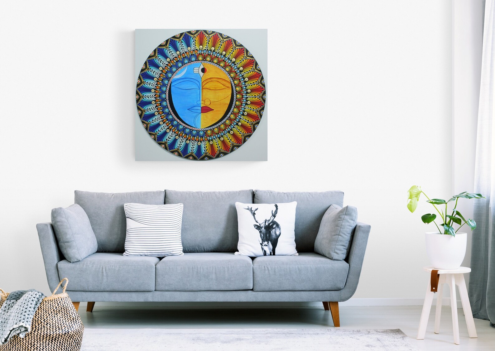 Shiva & Shakti Dot Mandala Painting – Hand-painted Acrylic Art ...