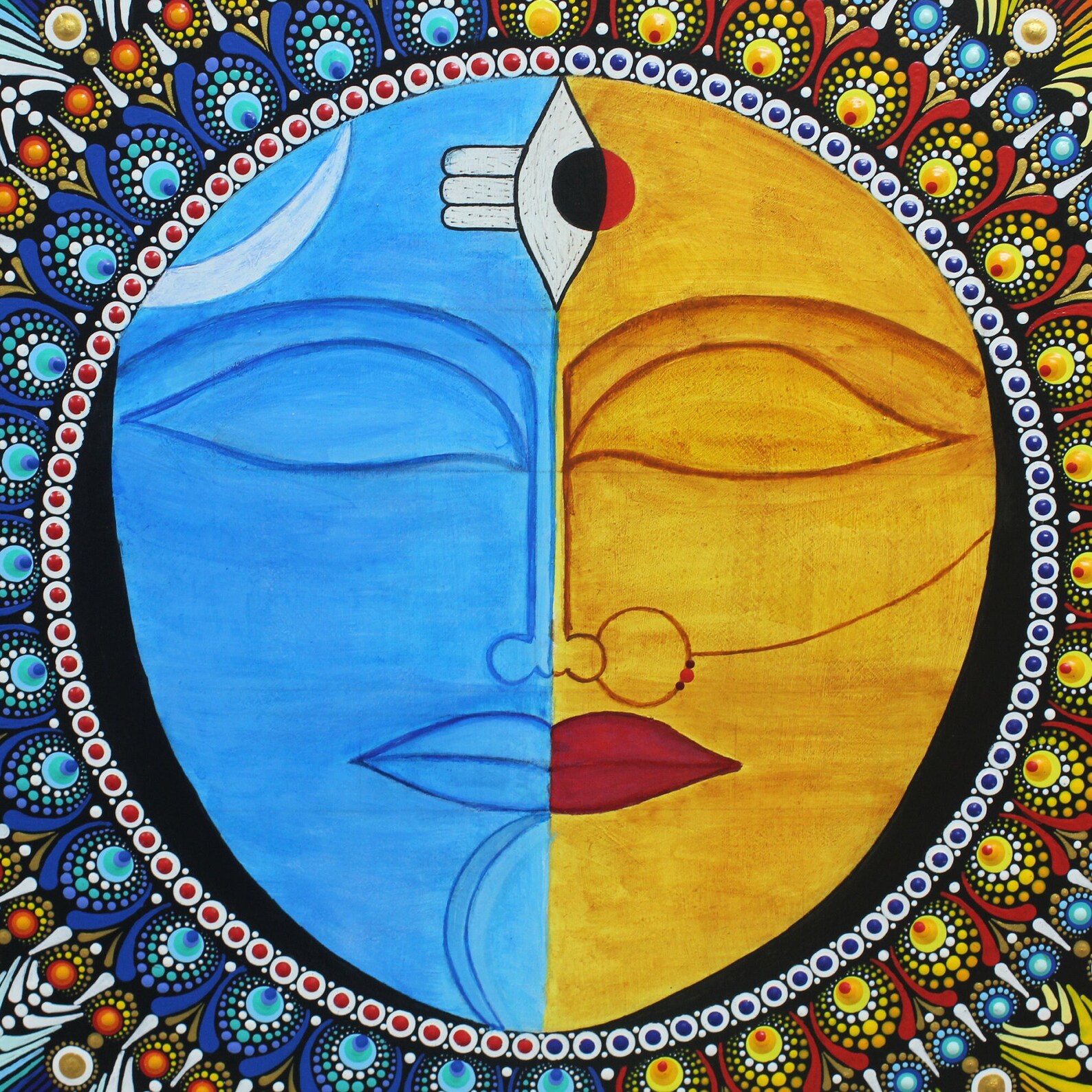 Shiva & Shakti Dot Mandala Painting – Hand-painted Acrylic Art ...