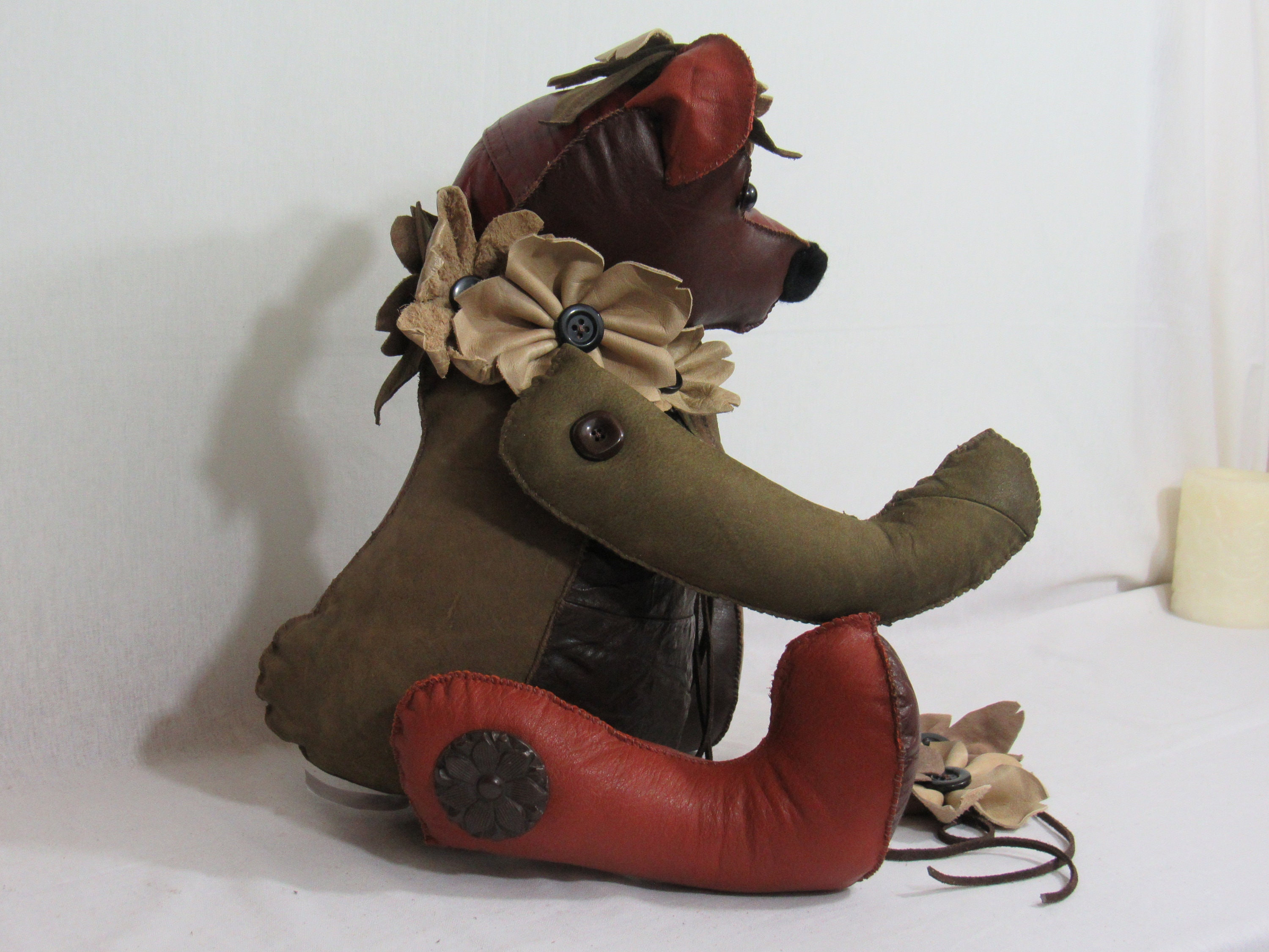 Artisan Primitive Leather Teddy Bear 18 Inch my Little - Etsy