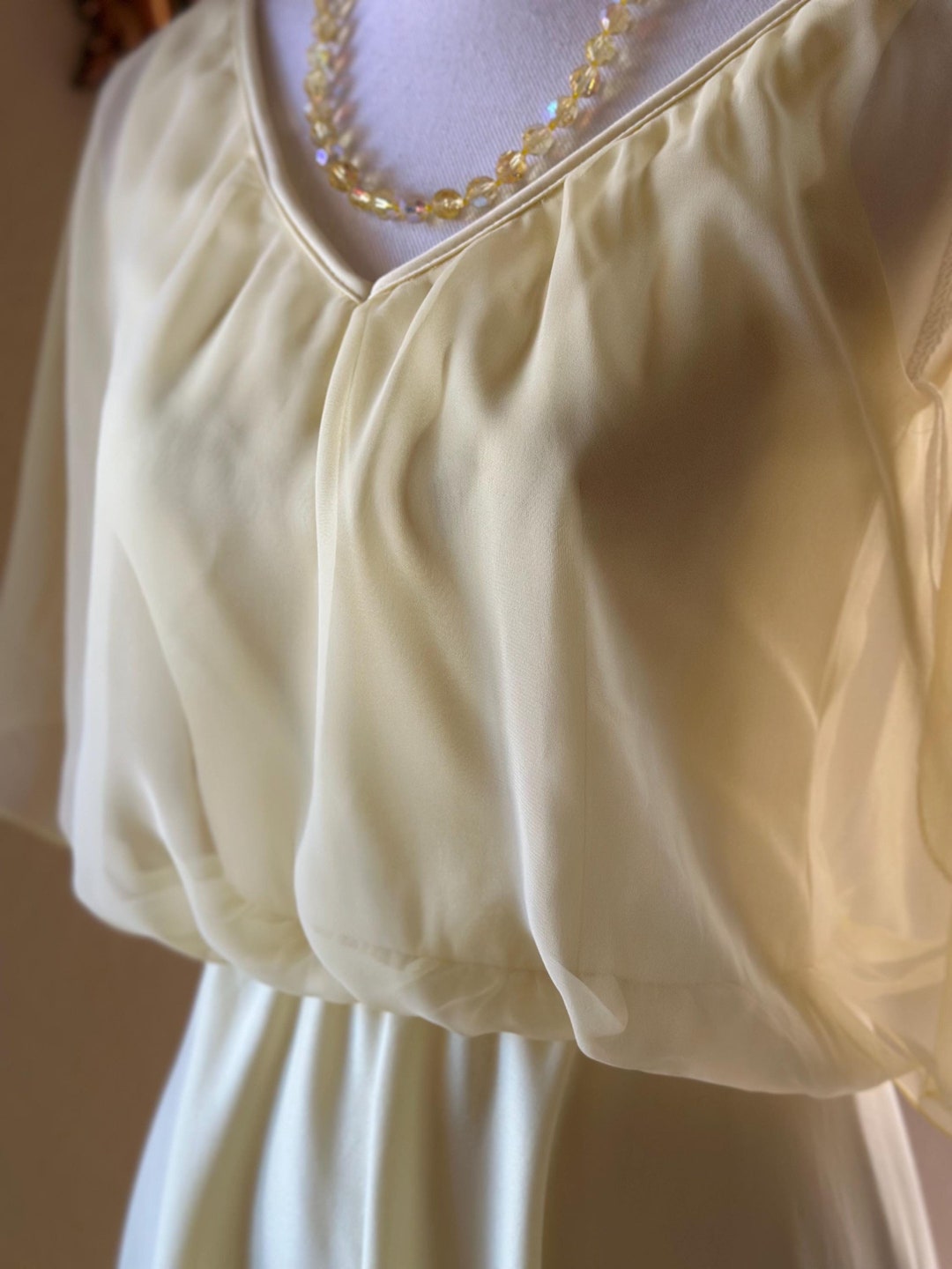 70’s Lemon Chiffon Dress - Etsy