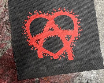 Anarchy Heart Patch, Black on Red Anarchy Patch, Punk Patch, Anarchist ...