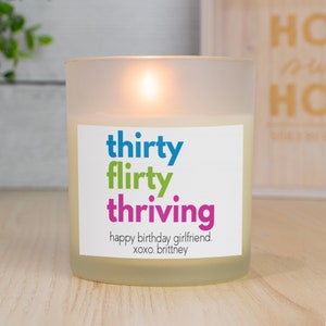 Thirty, Flirty, Thriving 13 Going on 30 Inspired Custom Birthday Candle ...
