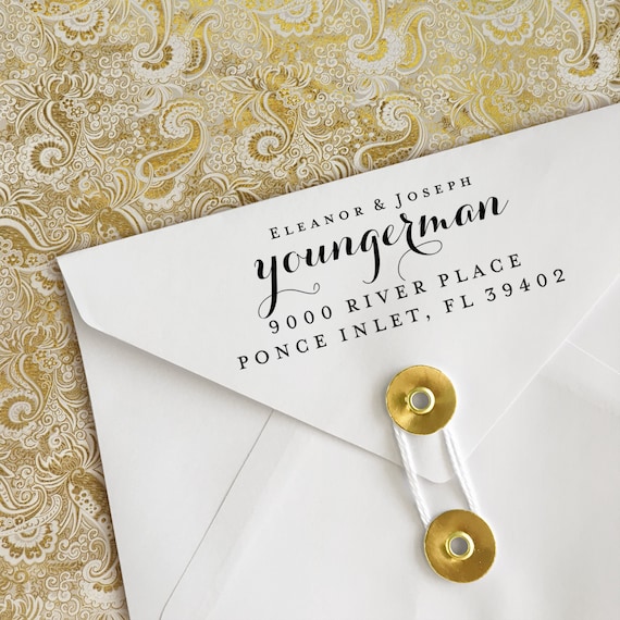 Custom Couples Script Address Stamps Engagement Self-inking | Etsy
