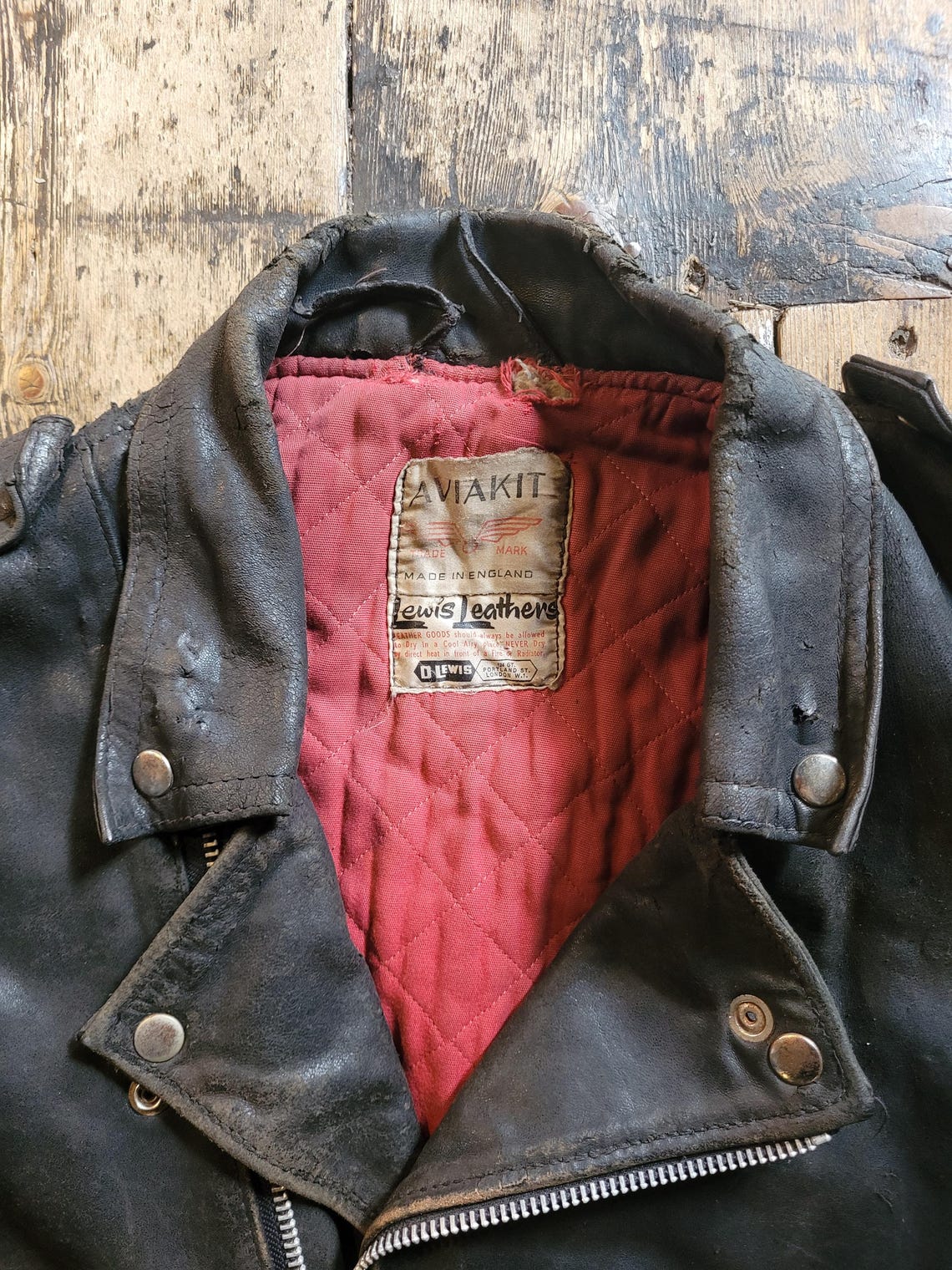 Vintage Rare 1960s Lewis Leathers Jacket, Size 40, Aviakit, Size Medium ...