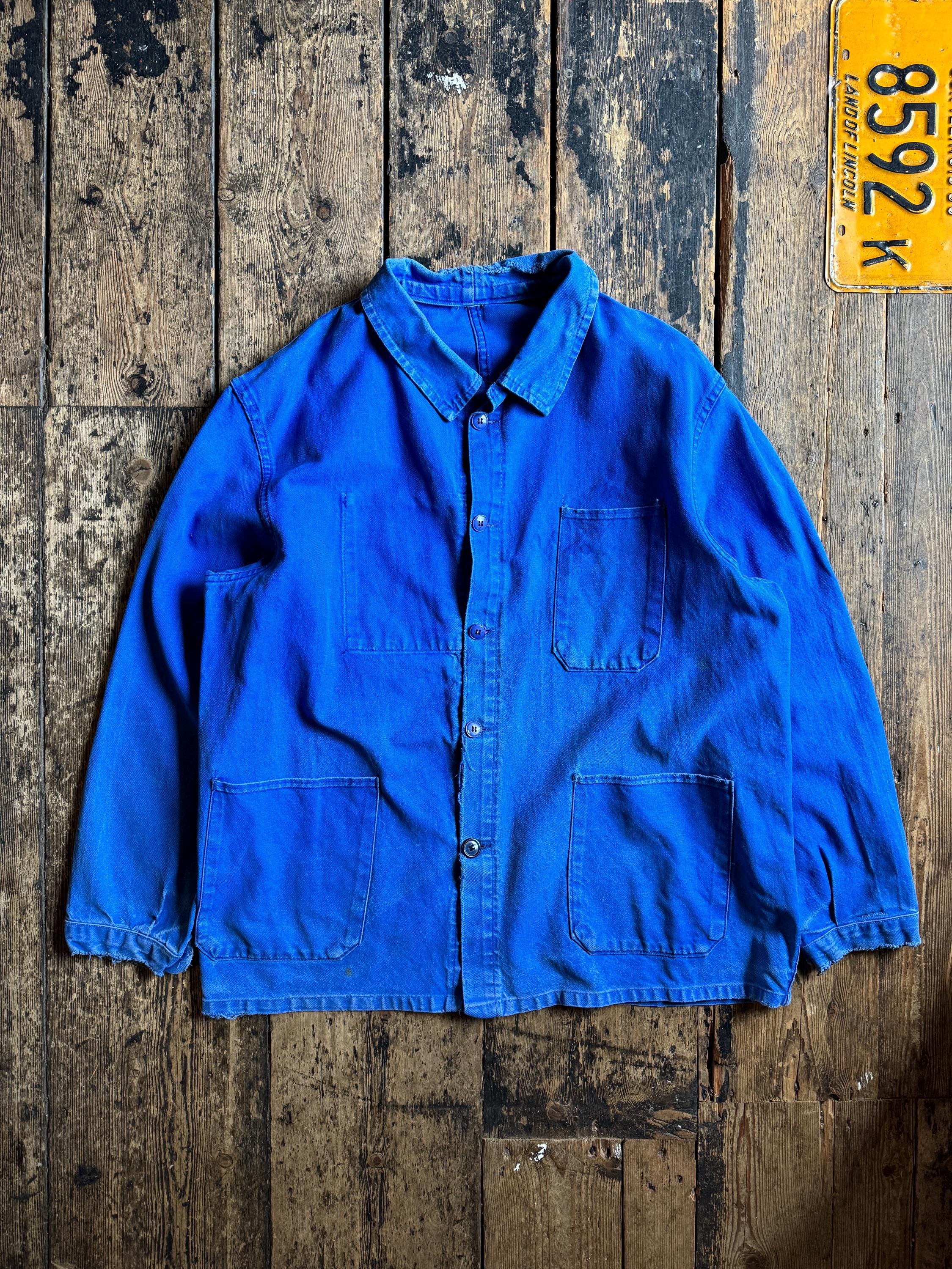 Vintage Classic French Navy Blue Chore Jacket. Amazing Fades and Super ...