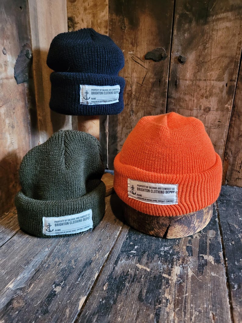 Salvage and Sawdust, Watch Cap, USN, 100% Wool Military Beanie Hat ...