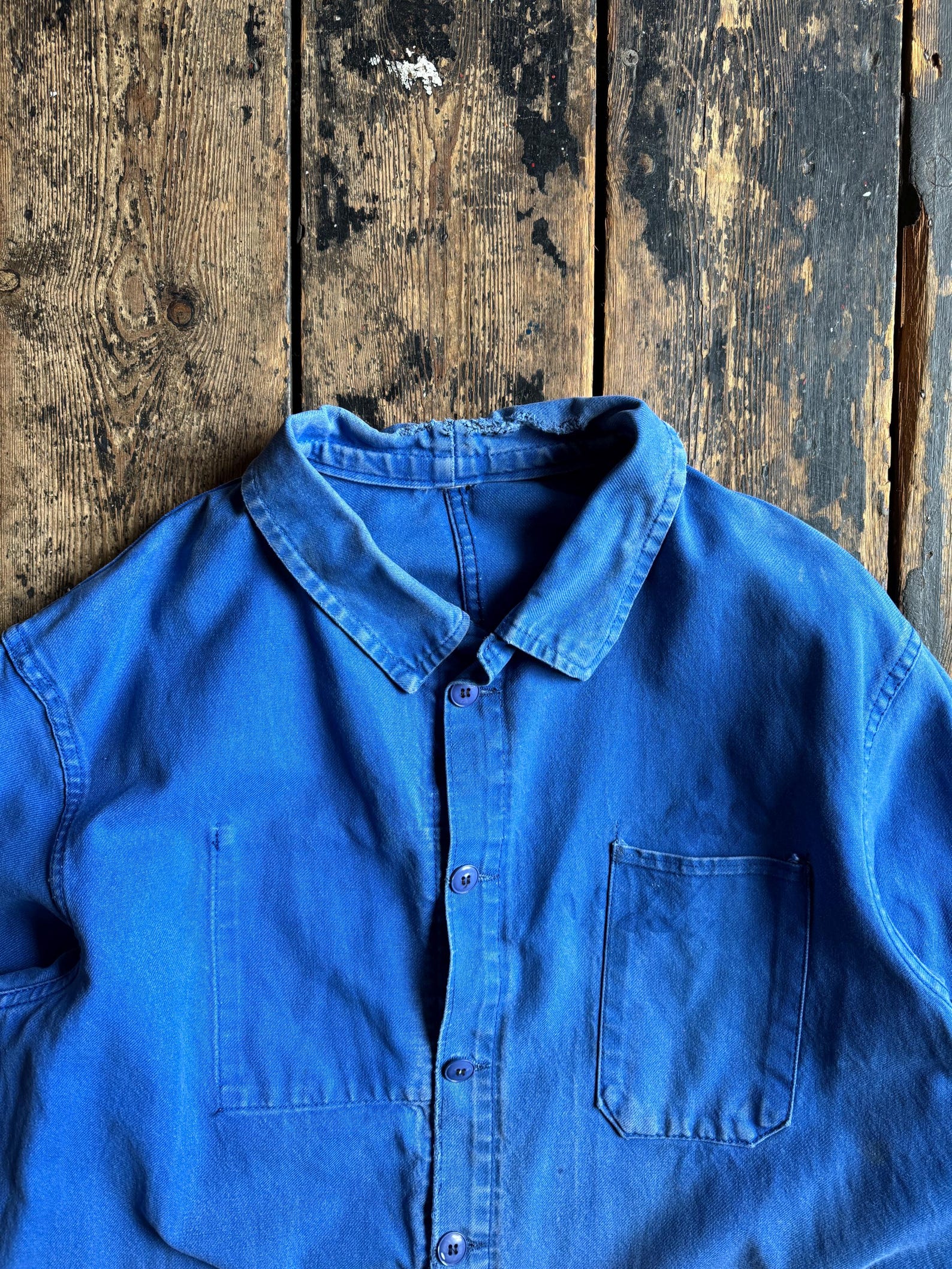 Vintage Classic French Navy Blue Chore Jacket. Amazing Fades and Super ...
