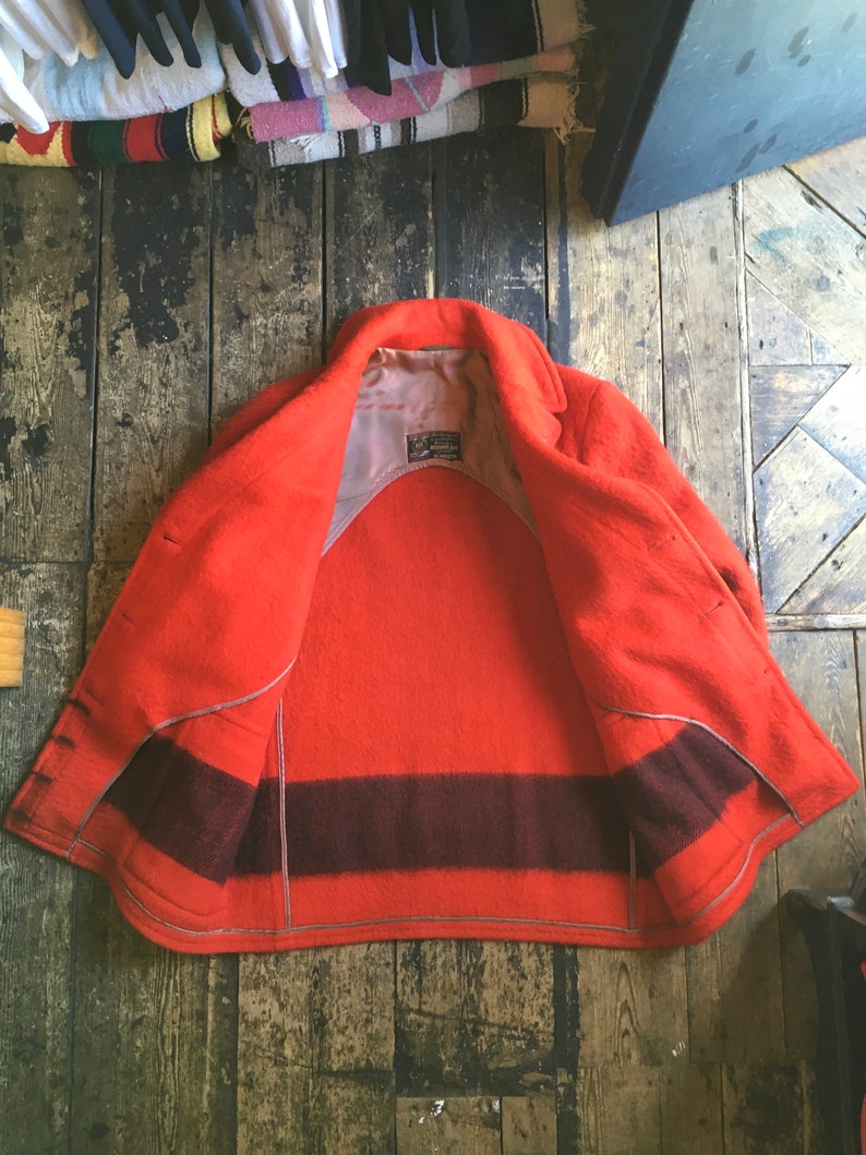 Vintage 1950s Rare Red Hudsons Bay Four Point Blanket Jacket, Hand Made ...