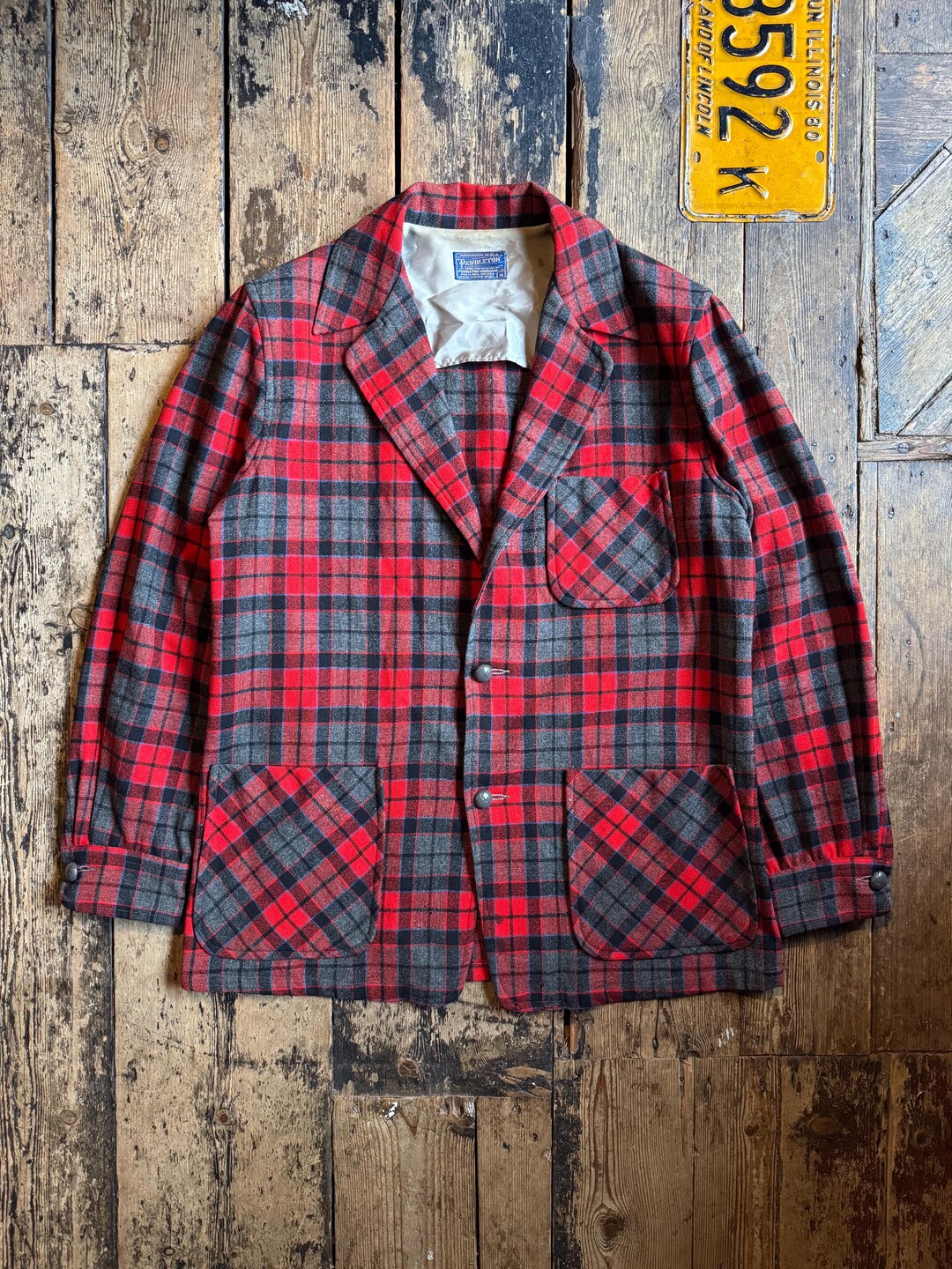 Vintage 1960’s Pendleton Buffalo Check Plaid Virgin Wool Blazer. Made ...