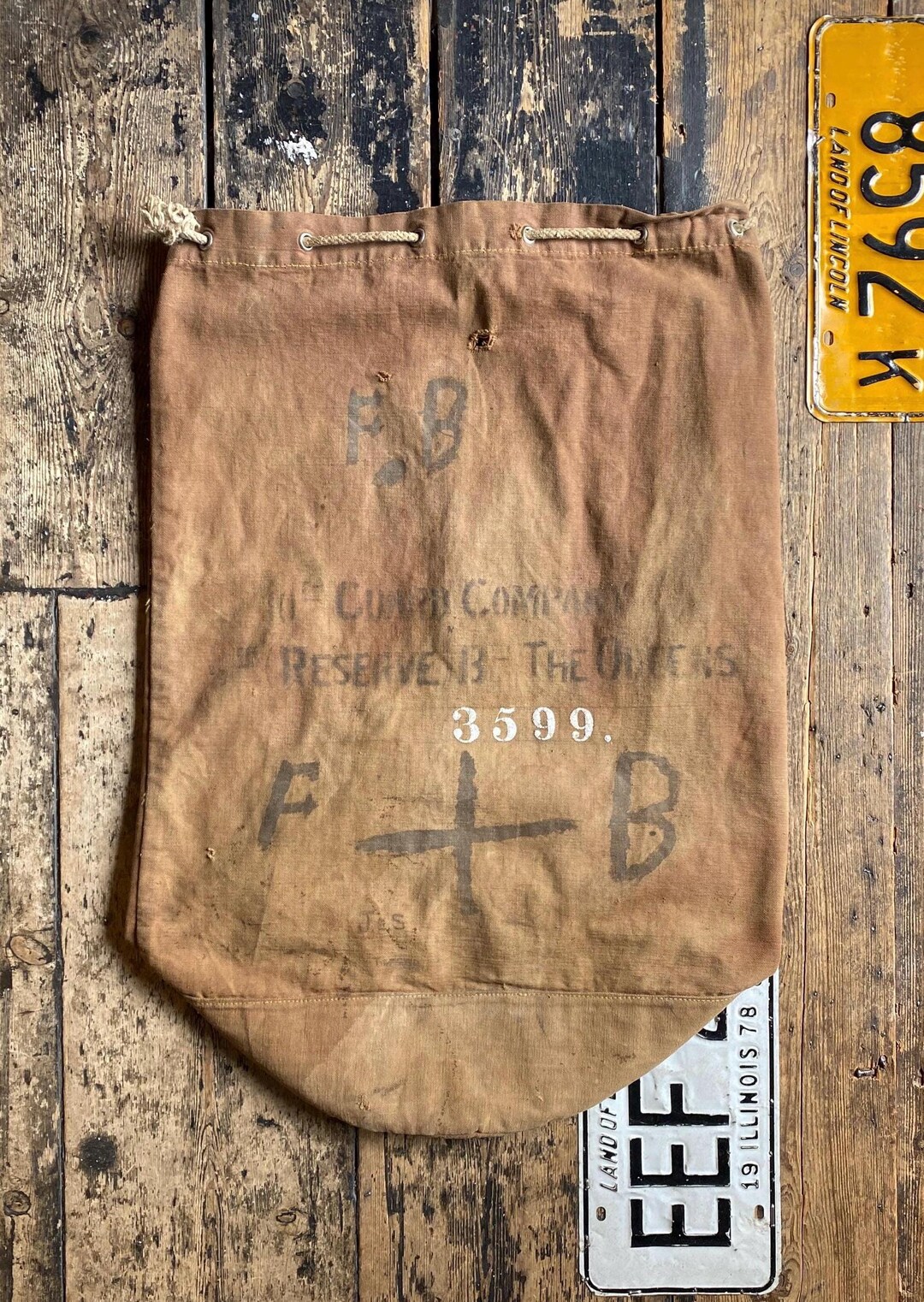 Vintage Rare WW2 Kit Bag, Hand Drawn “F.B. 10th Guard Company Reserve ...