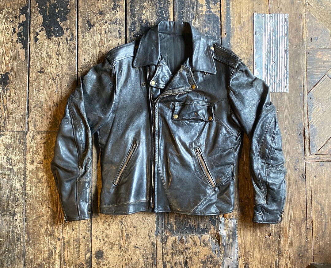 Vintage 1950/60s Leather Biker Jacket, Soft, Lined, Talon Zip, Large - Etsy