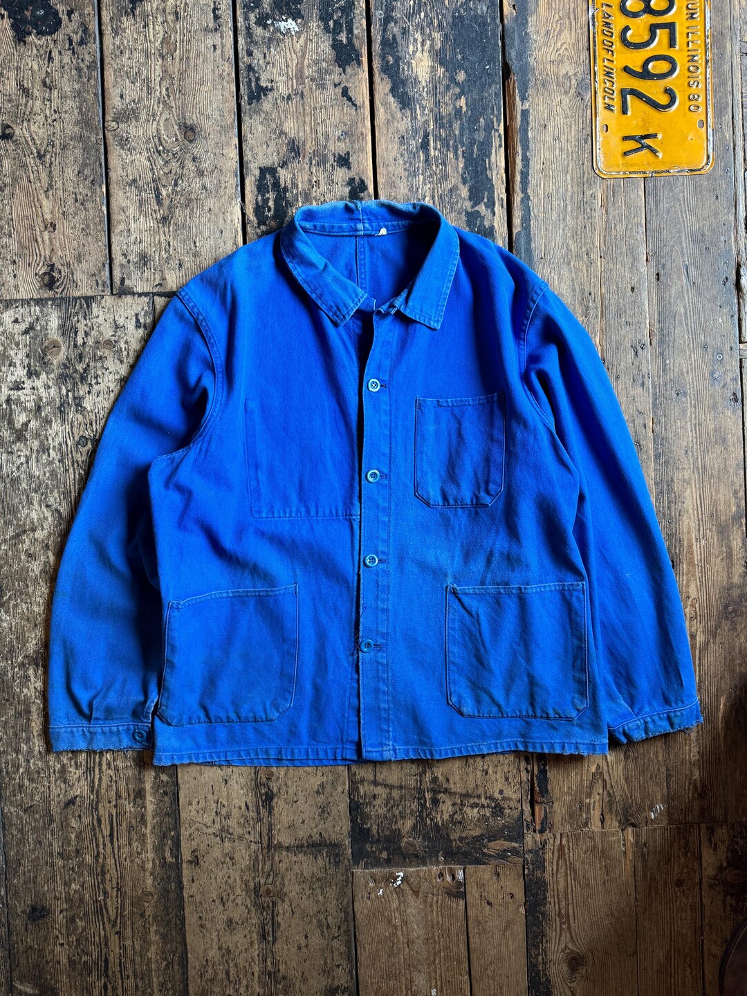 Vintage Classic French Navy Blue Chore Jacket. Amazing Fades and Super ...