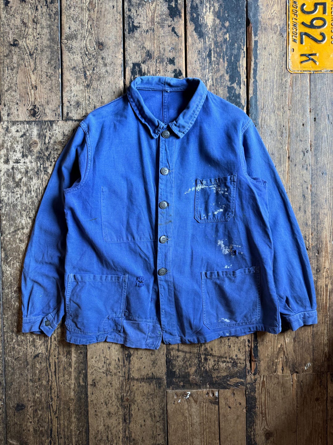Vintage Classic French Navy Blue Chore Jacket. Amazing Fades and Super ...
