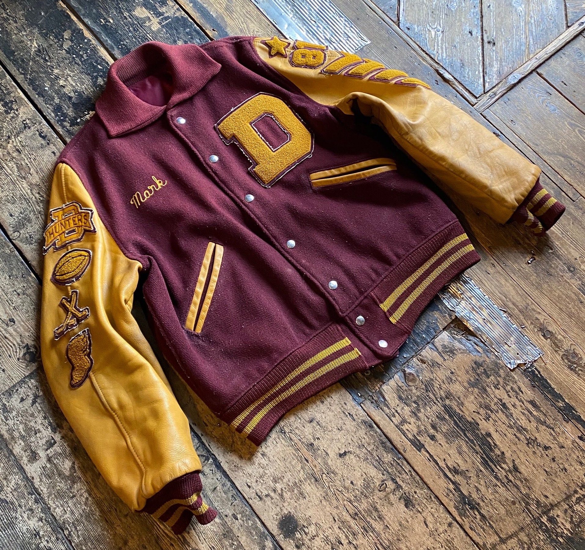 Vintage Letterman Varsity Jacket, “D Hunters”, Name - “mark”, Large - Etsy