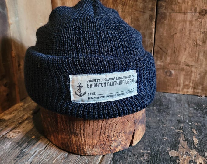 Salvage and Sawdust, Watch Cap, USN, 100% Wool Military Beanie Hat ...