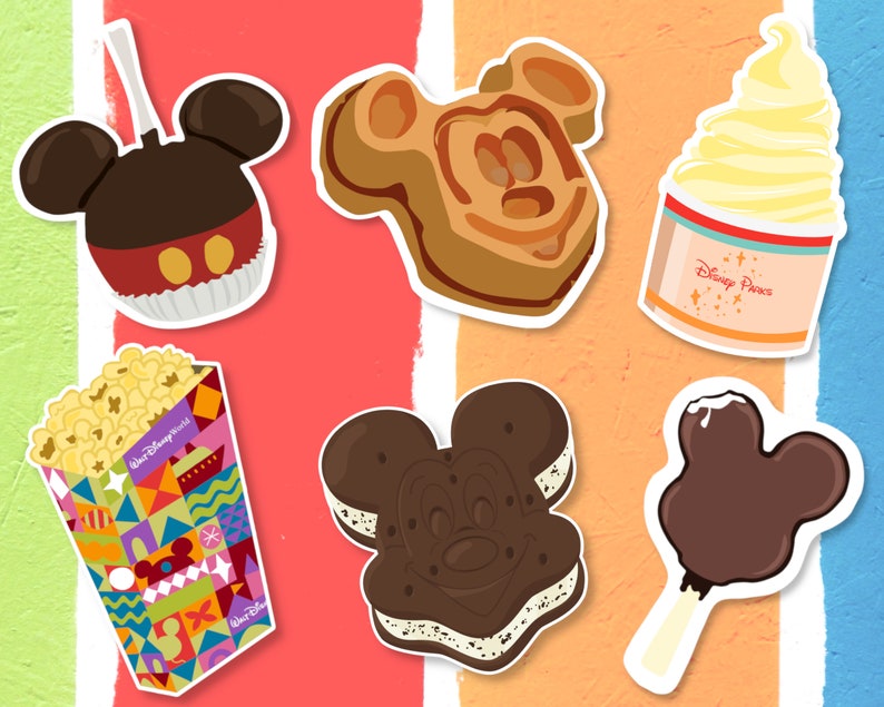 Disney Snacks Sticker Mickey Ice Cream Bar Mickey Waffle - Etsy