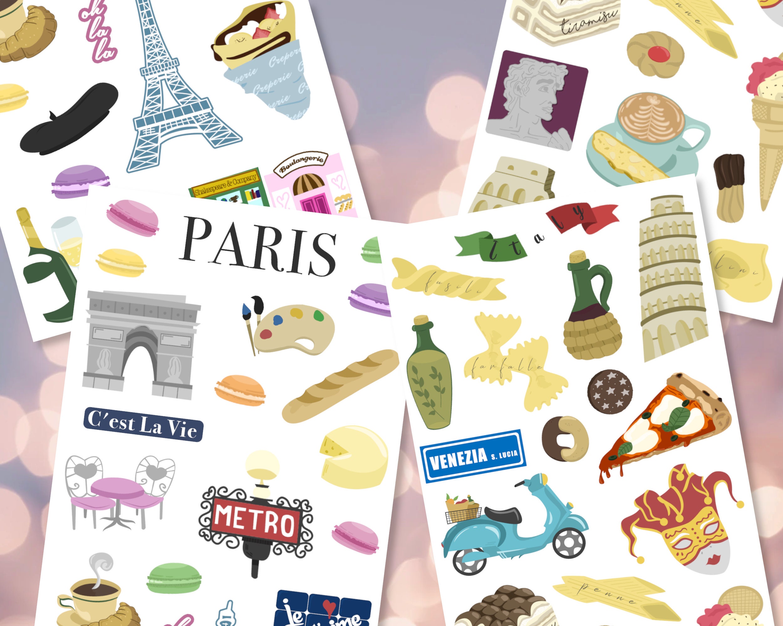 Paris Sticker Rome Stickers Paris Stickers France - Etsy