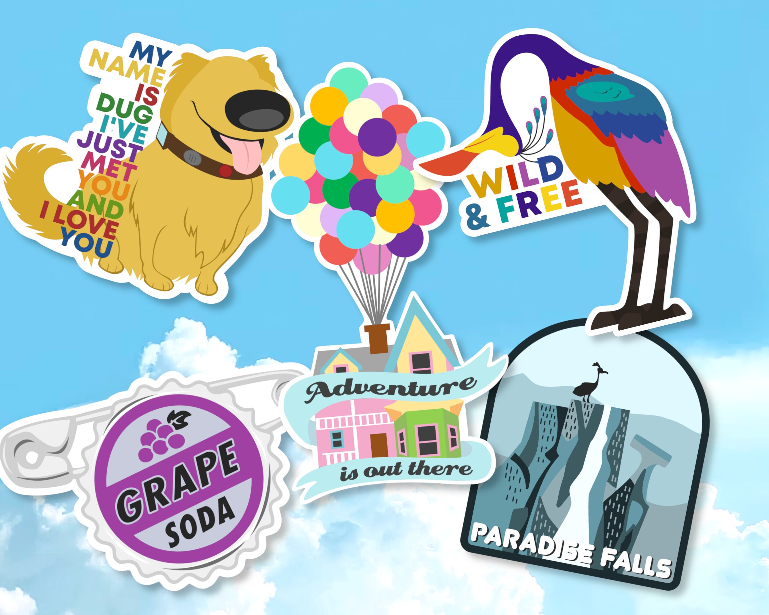 Disney up Stickers Carl & Ellie Grape Soda Dug Sticker - Etsy