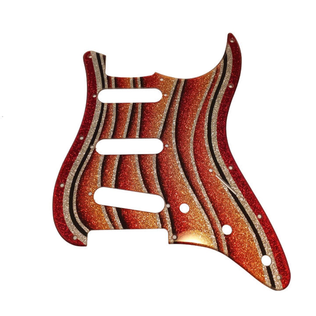 Stratocaster Pick Guard With Custom paint by Bat Done in Silver Flake ...