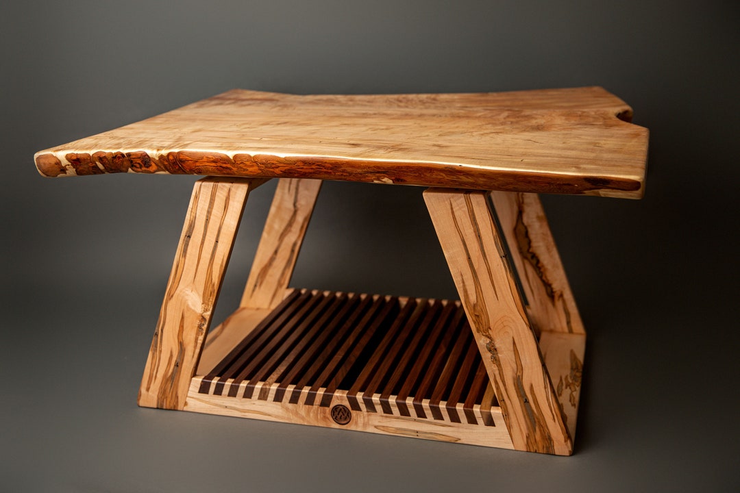 Handmade Live Edge Curly Ambrosia Maple Coffee Table With Black Walnut ...