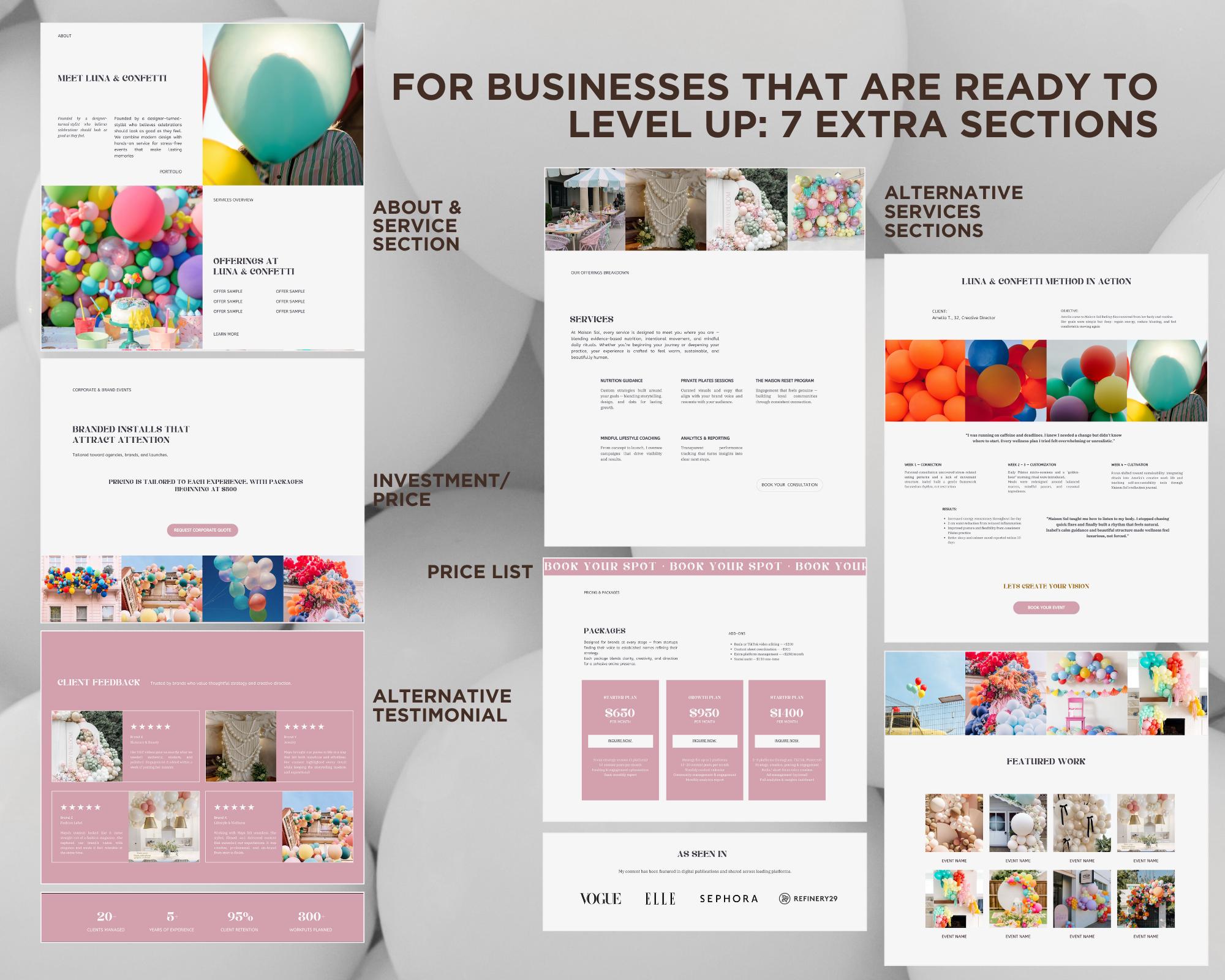 Party Planner Canva Website Template | Balloon Décor, Event Stylist ...