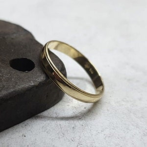 Solid Gold Wedding Band, Dome Shape & Milgrain Pattern Band, in 2, 3, 4 ...
