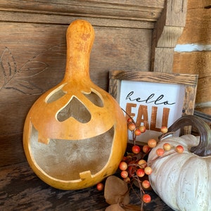 Halloween Gourd - Jack O Lantern Decor - Primitive Halloween - Pumpkin ...