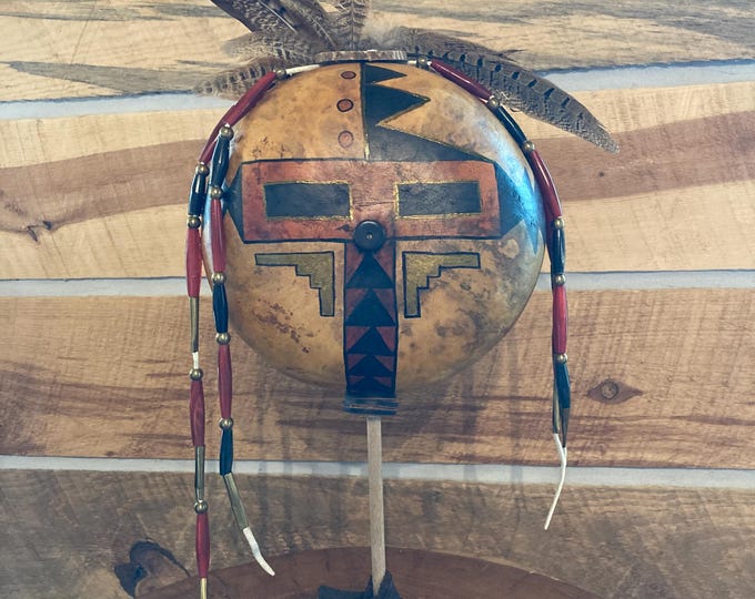 GOURD ART - Gourd Mask on Antler Stand - Southwest Art - Native ...
