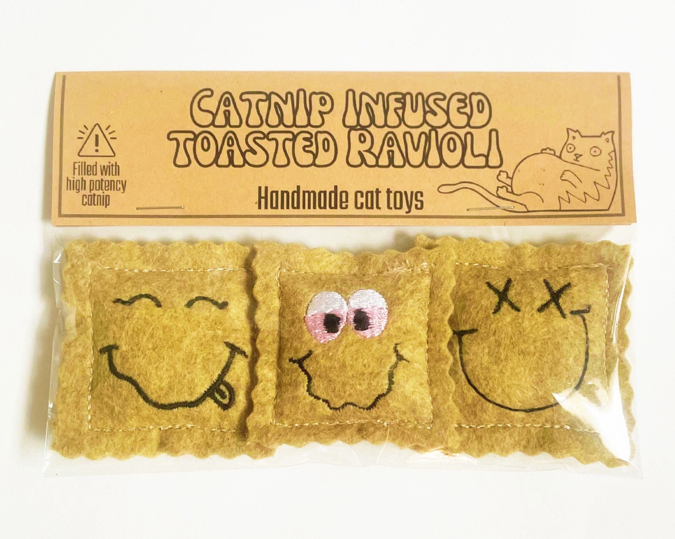 Toasted Ravioli Felt Catnip Filled Cat Toys 3-piece Set St. - Etsy