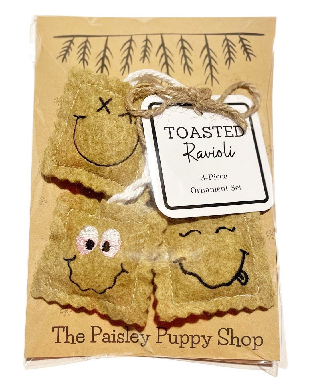 Toasted Ravioli With Silly Faces Christmas Ornament Gift Set, 3 Piece ...