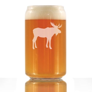 Moose Silhouette - Cute Beer Can Pint Glass, Etched Sayings - Moose ...