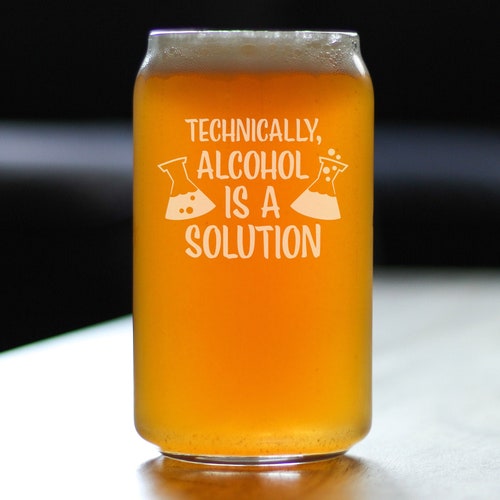 Alcohol is a Solution Cute Funny Pint Glass for Beer Etched | Etsy