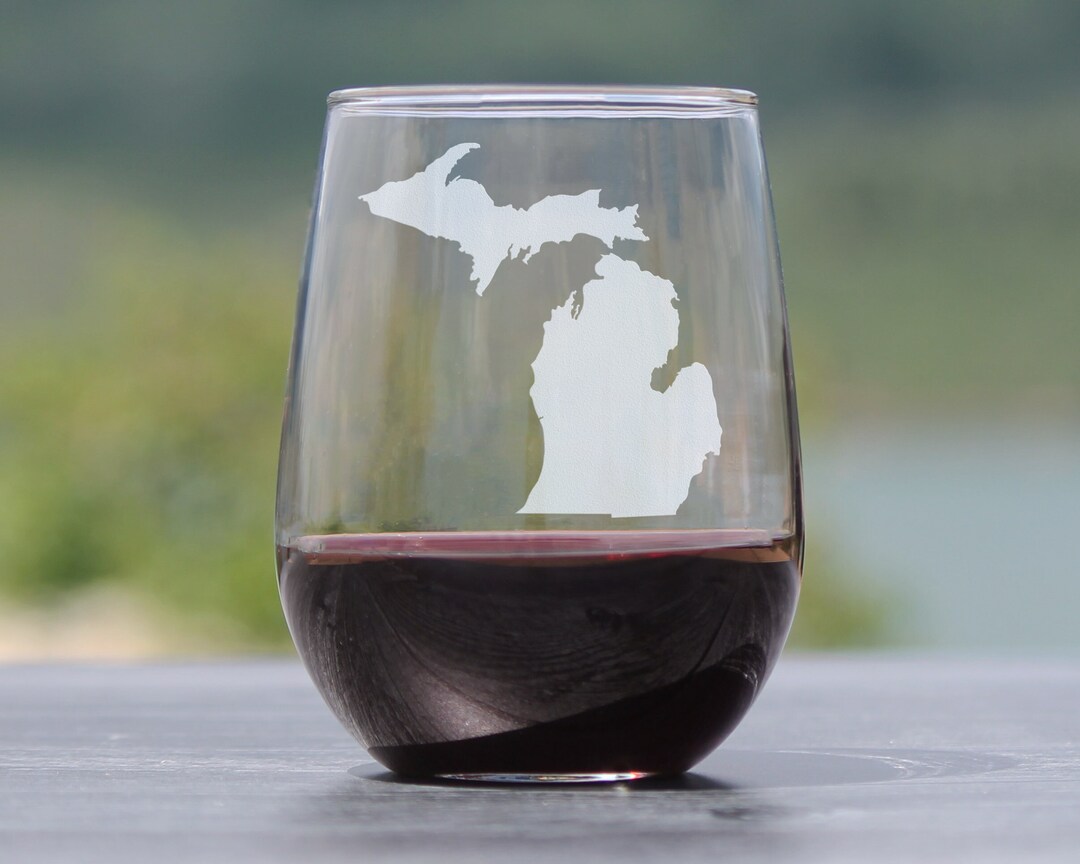 Etched Michigan State Stemless Wine Glass: Gift for Michiganders - Etsy