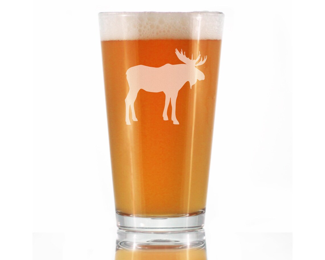 Moose Silhouette Cute Funny Pint Glass 16 Oz Etched - Etsy