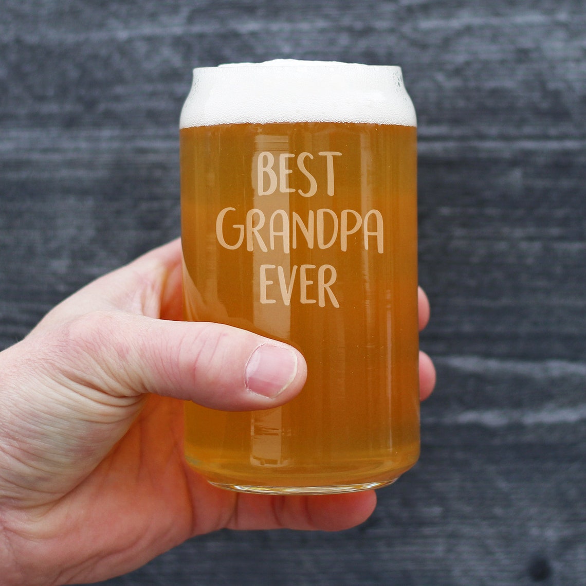 Best Grandpa Ever - 16 Oz Beer Can Pint Glass - Etched Sayings, Cute ...