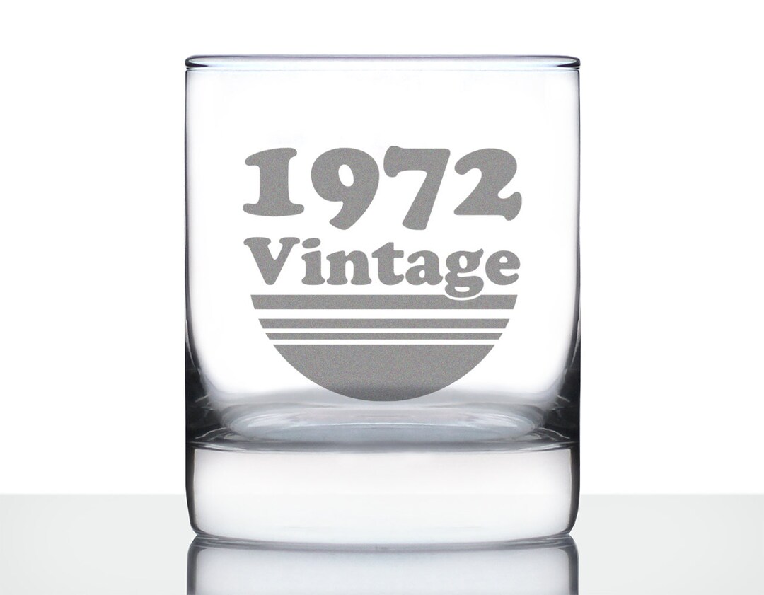 Vintage 1972 - Fun 53rd Birthday Whiskey Rocks Glass Gifts for Men ...
