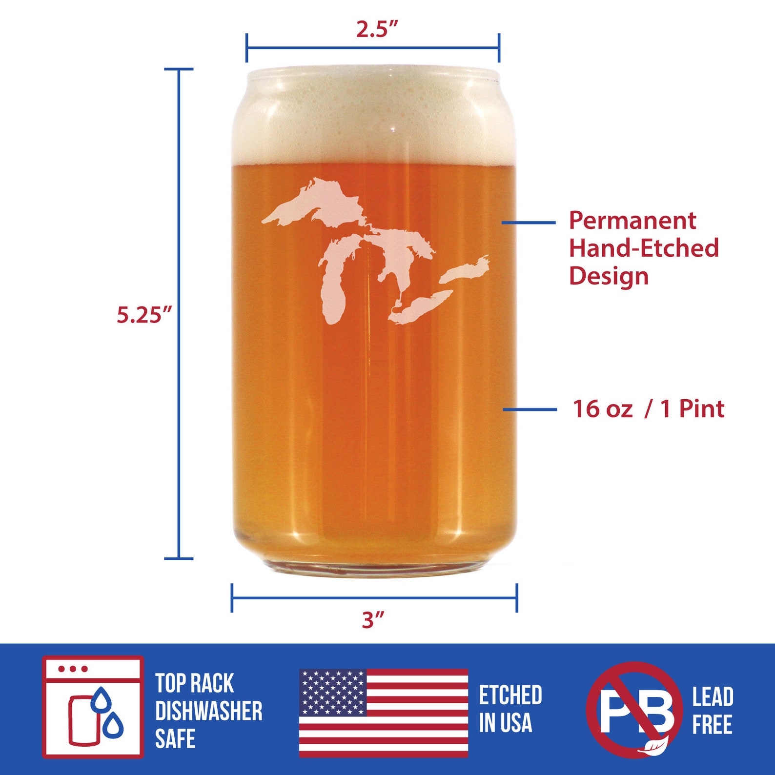 Great Lakes Cute Michigan State and Wisconsin State Beer Can - Etsy