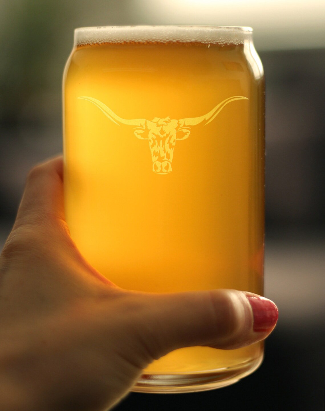 Longhorn Beer Can Pint Glass Etched Animals Farmers Gift for - Etsy