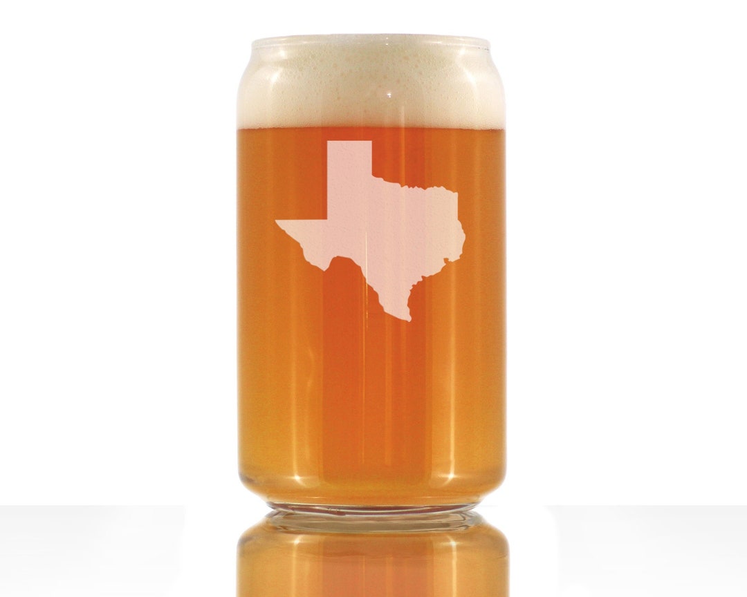 Texas State Outline Beer Can Pint Glass, Etched Gifts for Texans - 16 ...