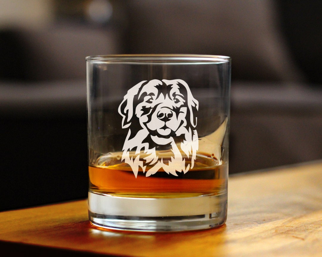 Golden Retriever Face - 10 Oz Rocks Glass or Old Fashioned Glass ...