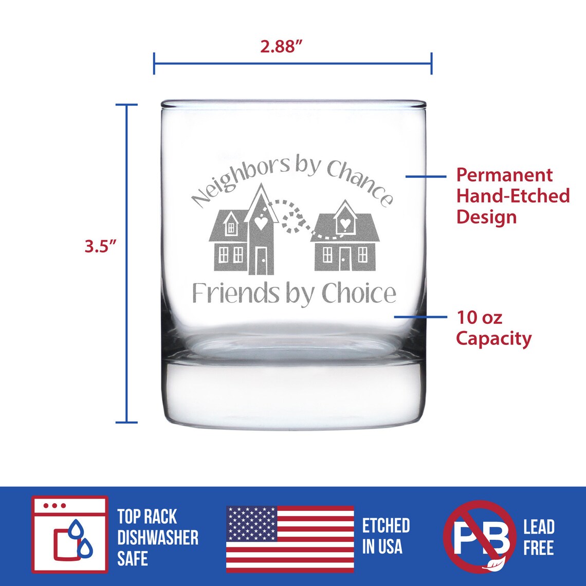 Etched Whiskey Rocks Glass: Neighbor Friendship Gift 10z Neighbors by ...