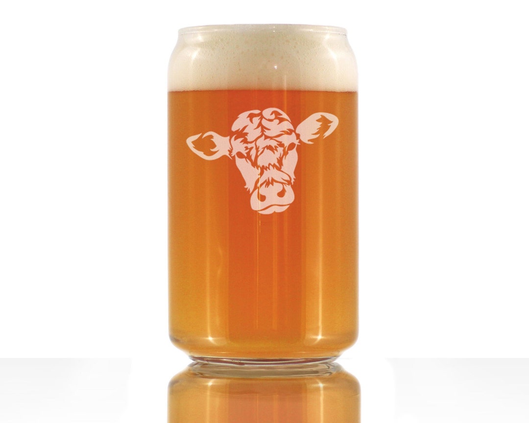Cow Face Etched Beer Can Pint Glass - Funny Farmhouse Gift - Etsy