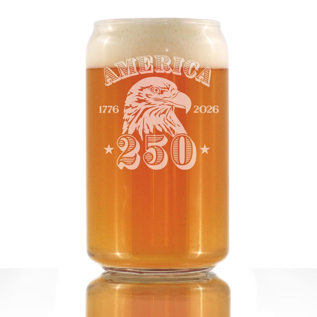 America 250th Anniversary Beer Can Glass: Etched 16 Oz Pint Glass - Etsy