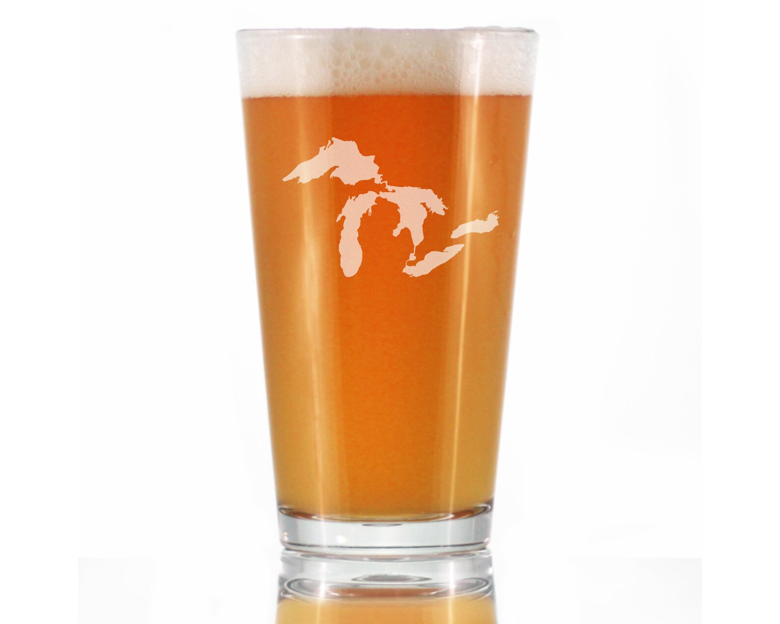 Great Lakes - Cute Pint Glass, 16 Oz, Etched Sayings, Cute Michigan ...