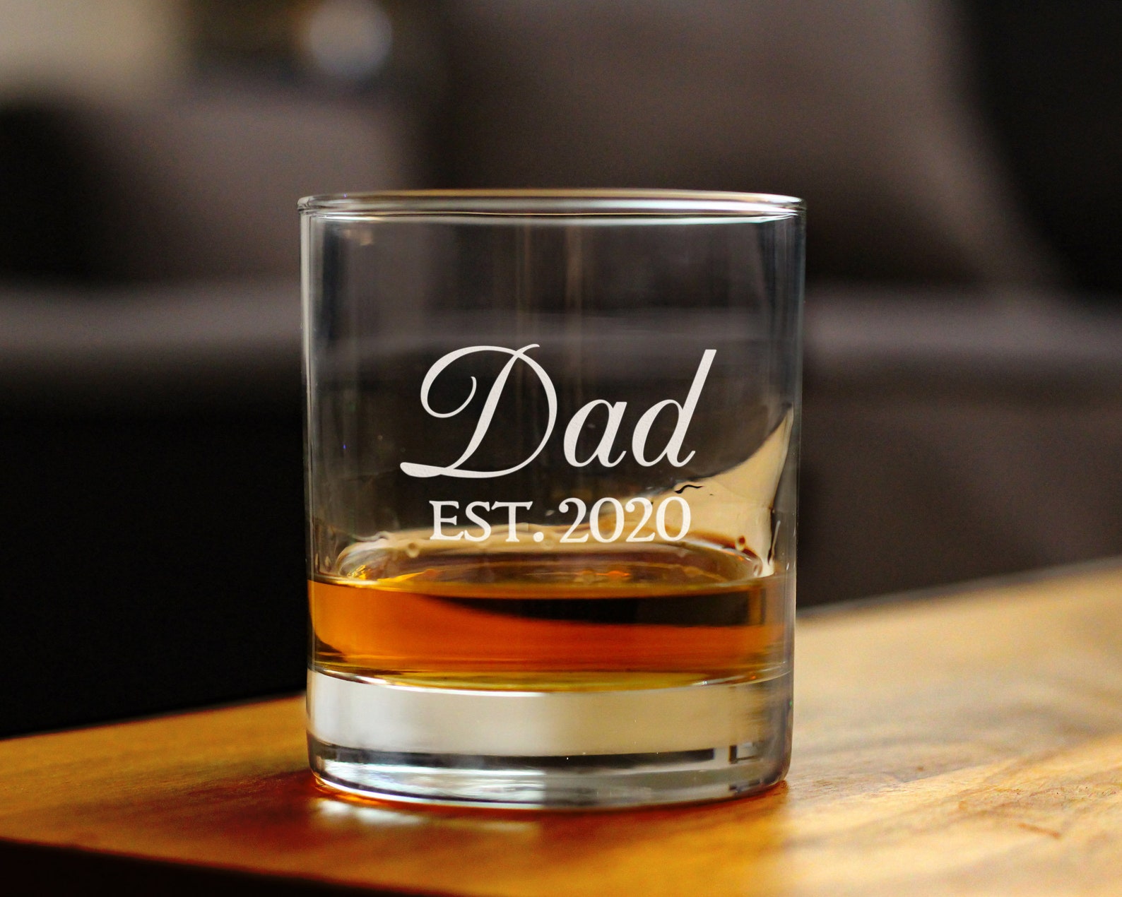 Dad Est. 2020 | Decorative 10 Oz Rocks Glass or Old Fashioned Glass ...