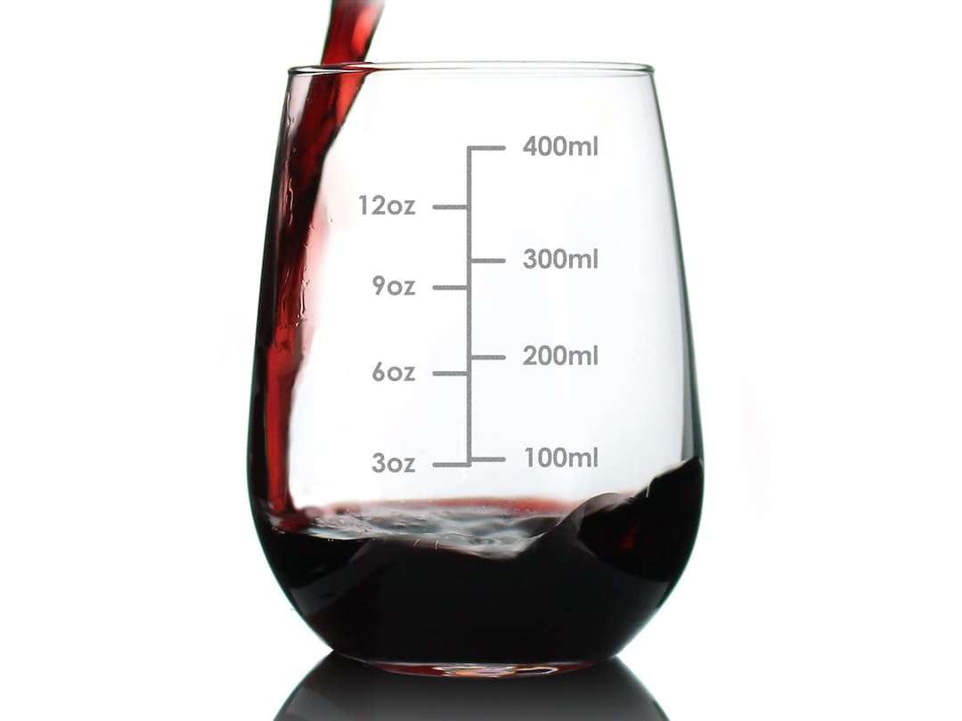 Wine Measuring Cup - Stemless Wine Glass - Engraved Measurement Lines ...