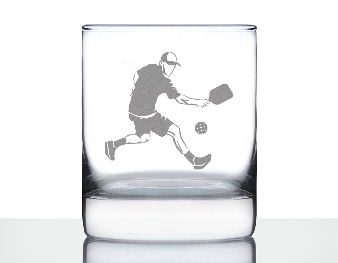 Pickleball Player Man Rocks Glass - Pickleball Gifts and Decor for Men ...