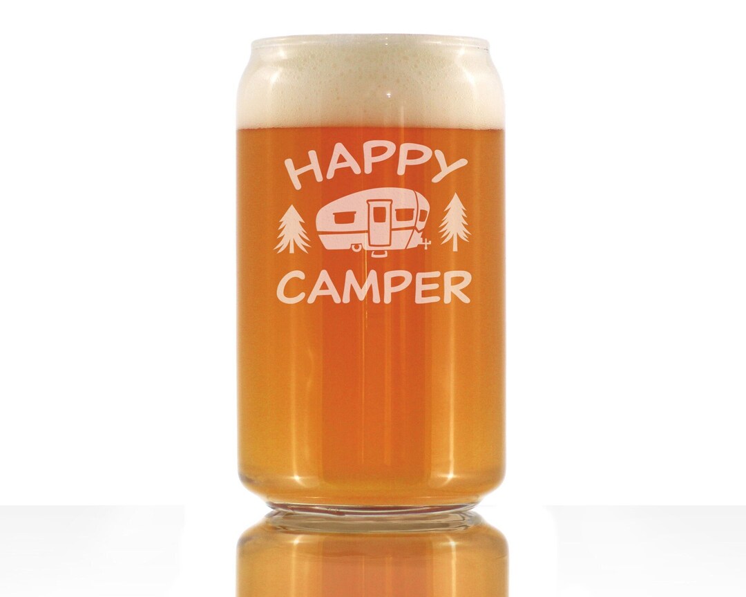 Happy Camper Etched Beer Can Glass: Gift for Campers - Etsy
