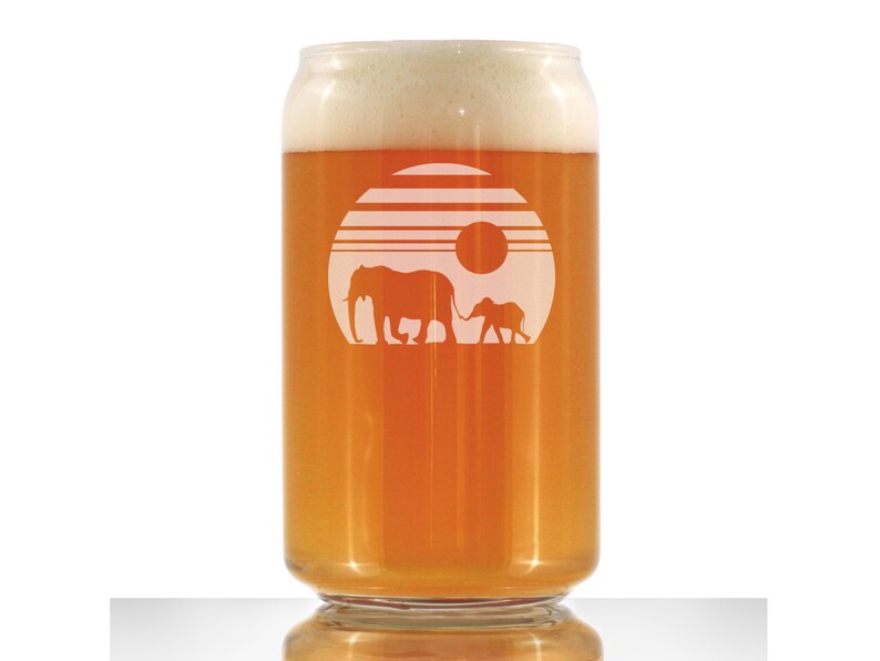 Vaso de pinta con elefante grabado al atardecer: regalo de decoración ...